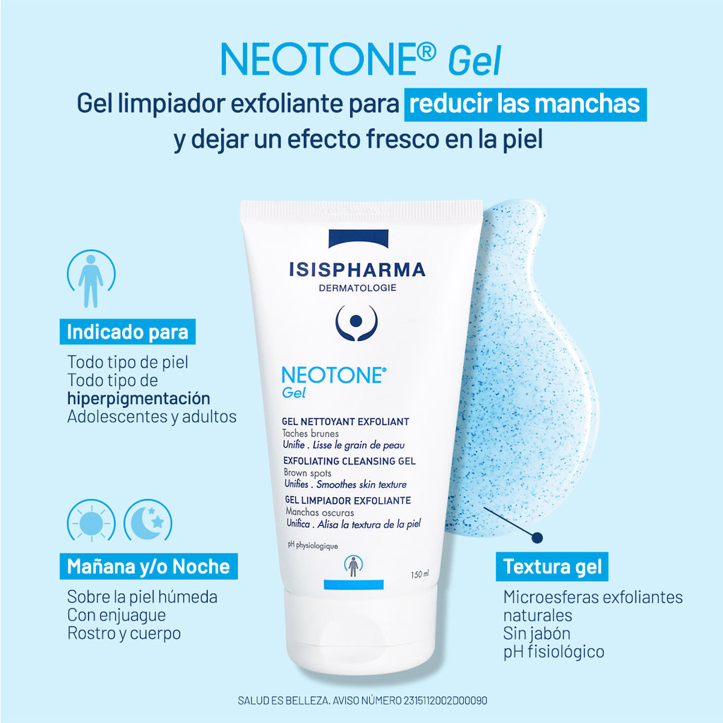 Isispharma neotone gel exfoliante despigmentante 150ml. – Derma Express MX
