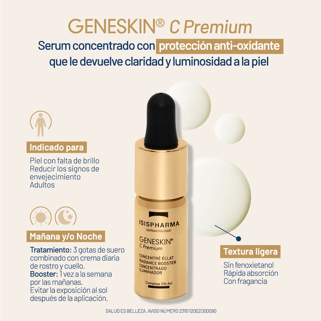 Isispharma Geneskin c premium vitamina c 20% antioxidante 10ml. – Derma ...