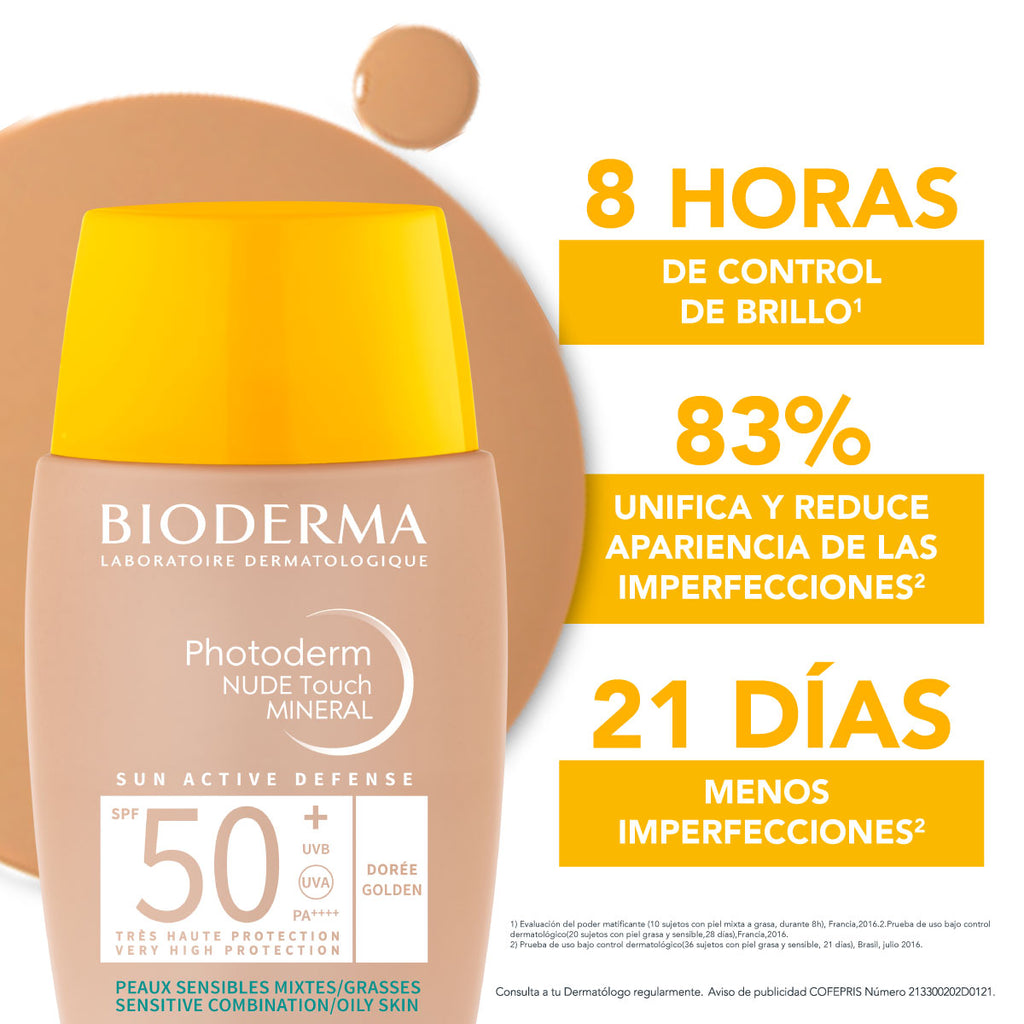 Bioderma Photoderm Nude Touch Protector solar facial FPS50+ con color ...