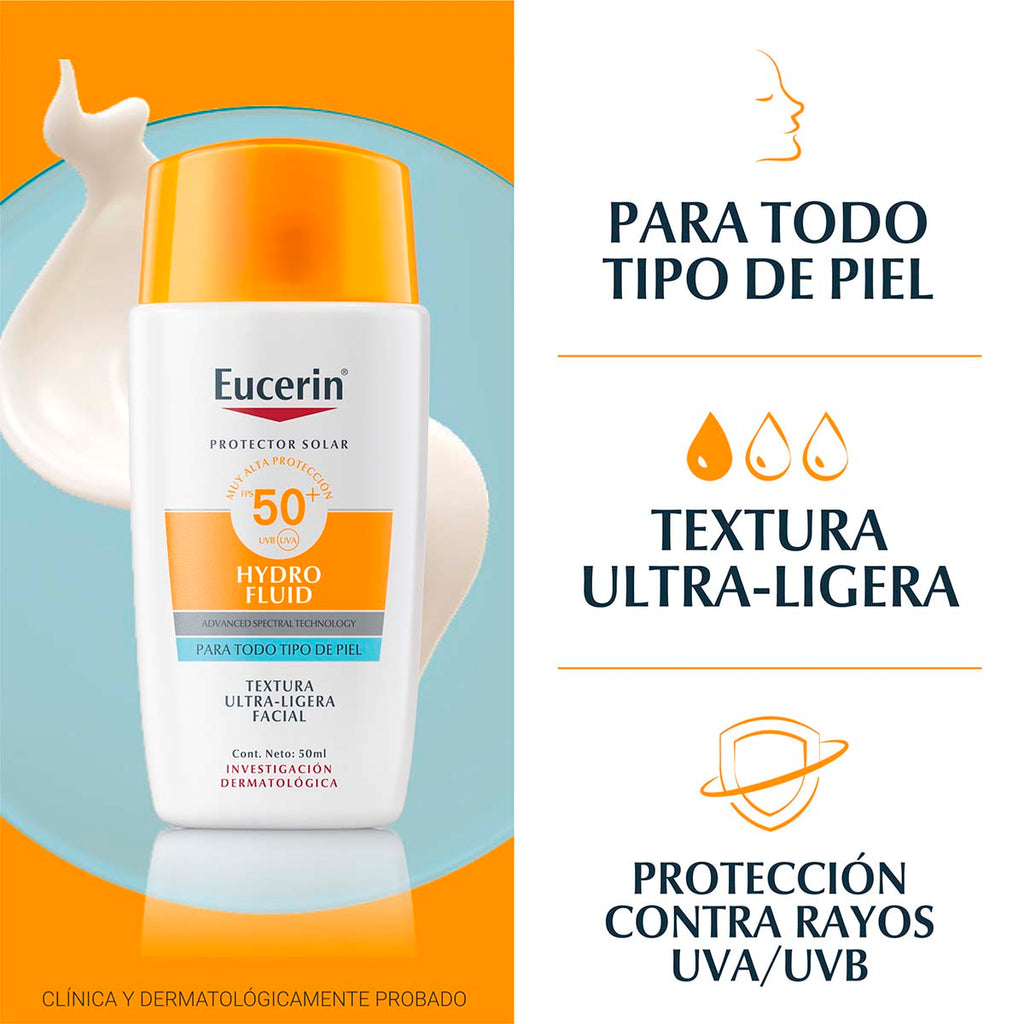 Eucerin Sun Hydro Fluid FPS50+ Protector Solar Facial Ligero 50 ml ...