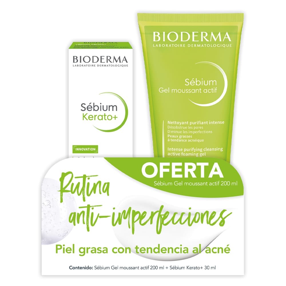 Bioderma Kit Sebium gel moussant actif 200g + Sebium kerato, rutina pa ...