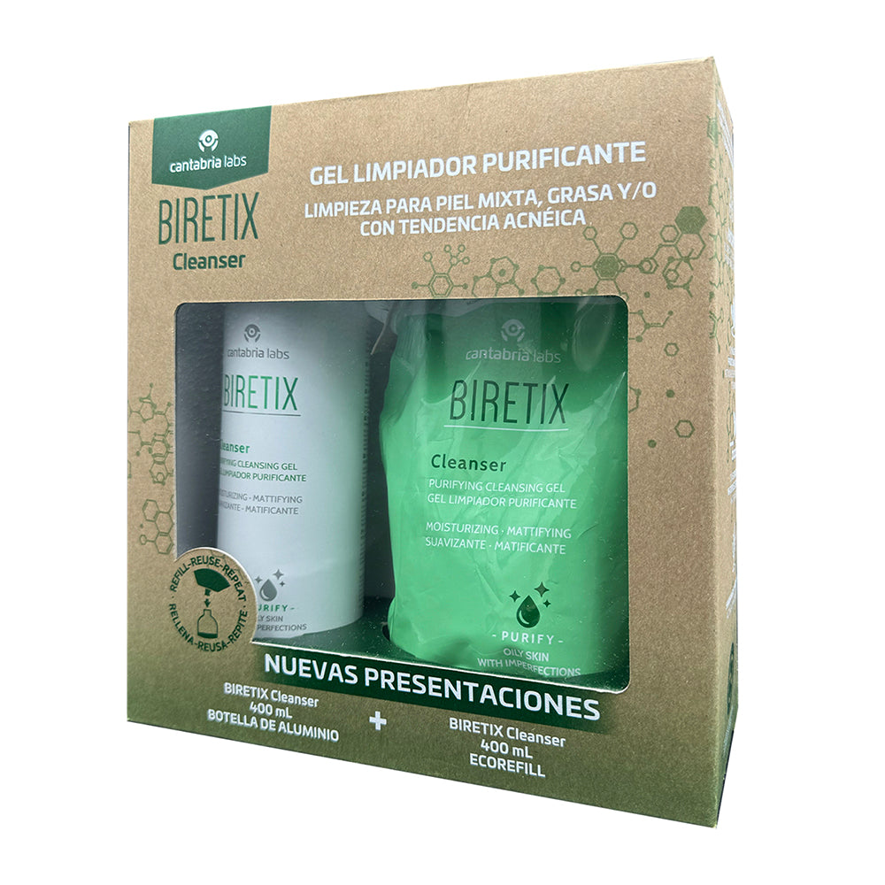 Cantabria Labs Kit Biretix cleanser botella de aluminio de gel limpiad ...