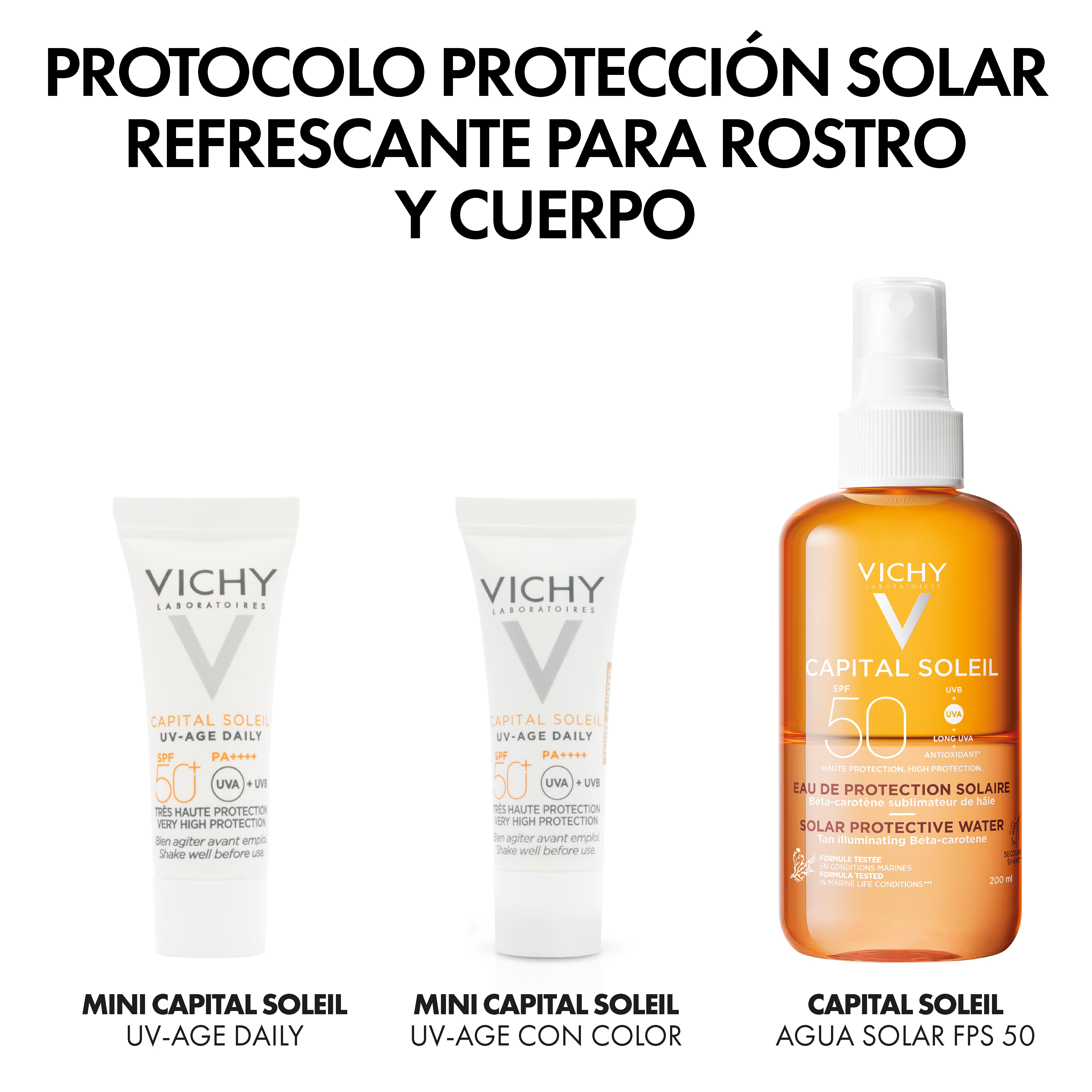 Vichy KIT-CAPITAL SOLEIL AGUA PROTECTOR SOLAR 200ML+CAPITAL SOLEIL UV ...