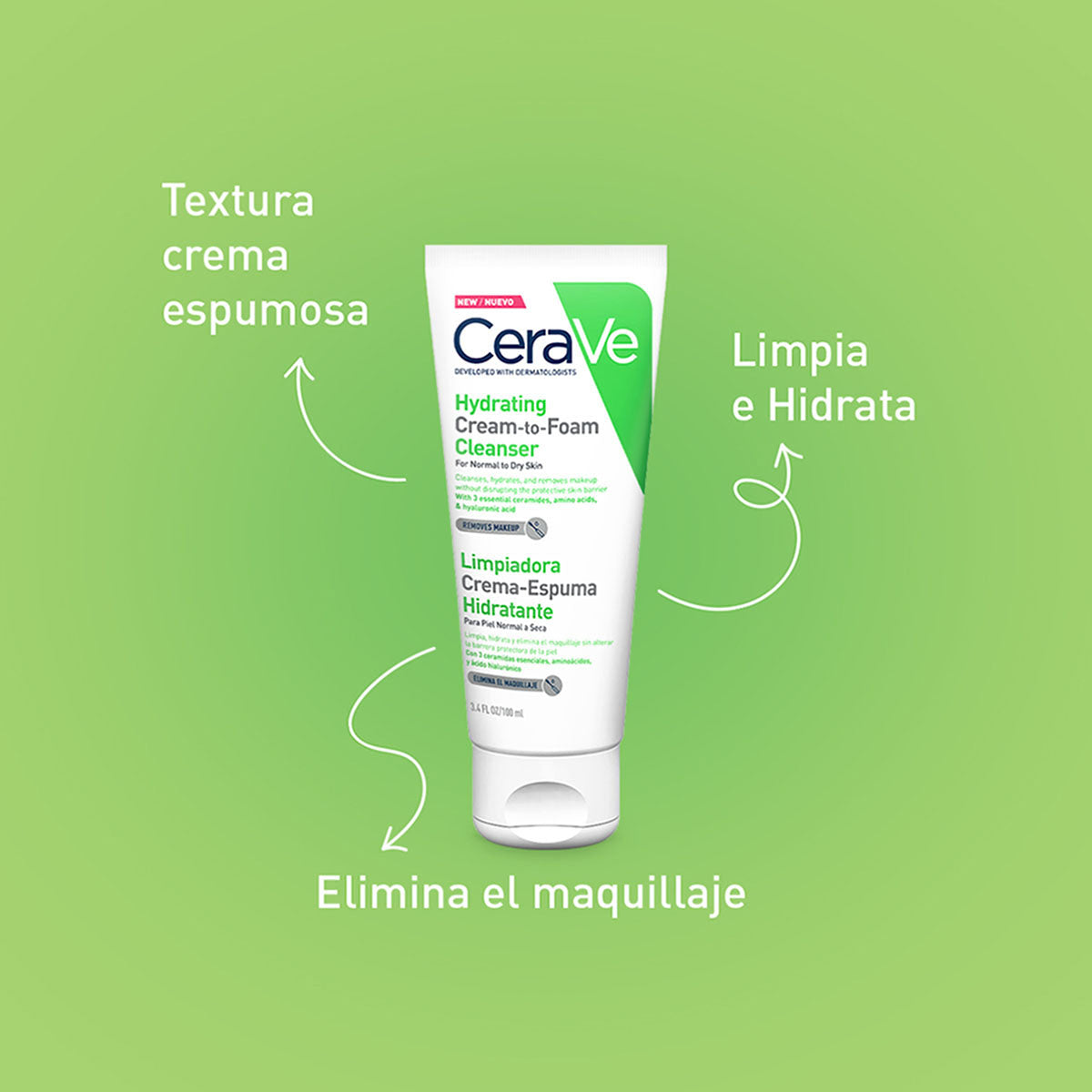 Cerave limpiadora hidratante facial y corporal 100ml. – Derma Express MX